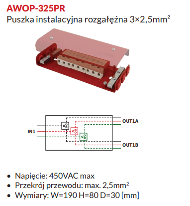 Puszka instalacyjna rozgałęźna 3×2,5mm2 AWOP-325PR PULSAR - SeeCom